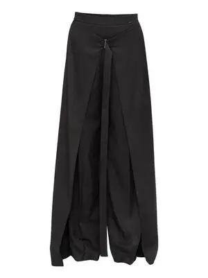 NISSA Layered Wide-leg Trousers - Black