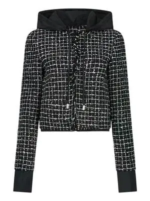 Liu Jo Bouclé Jacket With Removable Hood - Black