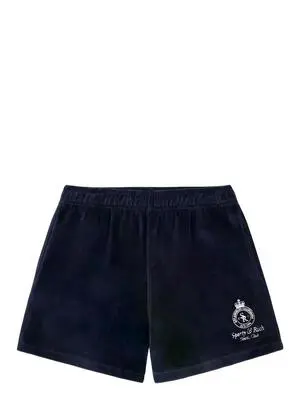 SPORTY & RICH Logo-embroidered Shorts - Blue