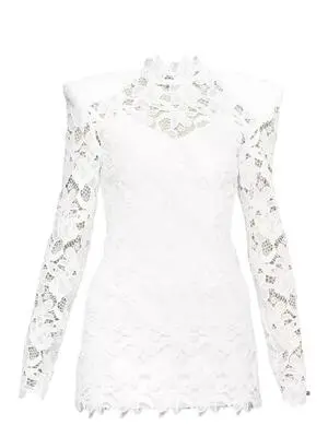 NISSA Lace Long-sleeve Dress - White