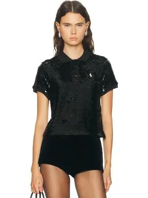 Polo Ralph Lauren Sequin Polo Top - Polo Black