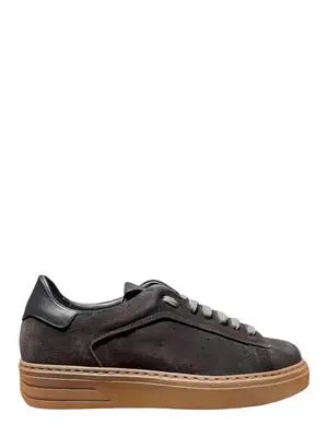CALCE Leather-trimmed Lace-up Sneakers - Grey