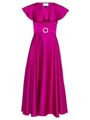 NISSA Satin Midi Dress - Purple