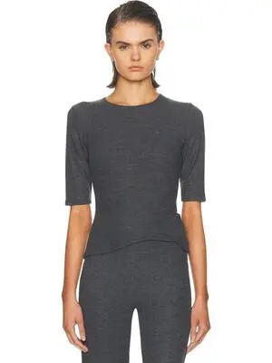 LESET Lauren Mid Sleeve Tee - Charcoal