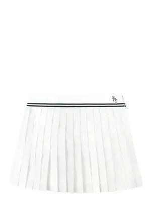SPORTY & RICH Pleated Striped Mini Skirt - White