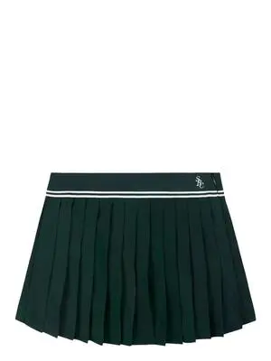 SPORTY & RICH Pleated Mini Skirt With Logo - Green