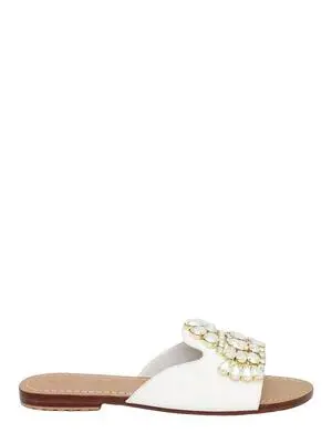 Mystique Crystal-embellished Leather Sandals - White