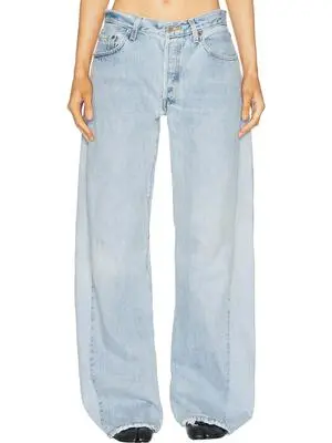 ALIGRACE Retro Oversized Wide Leg Jeans - Light