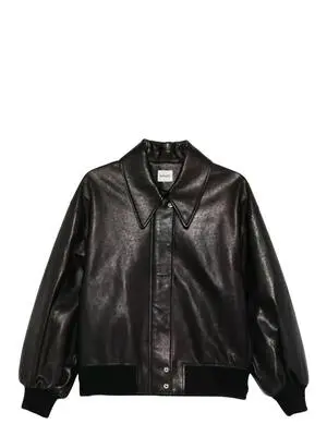 Khaite Collared Leather Jacket - Black