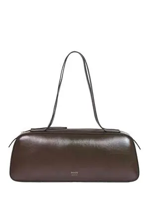 Khaite Simona Crackle Patent Elongated Tote - Brown