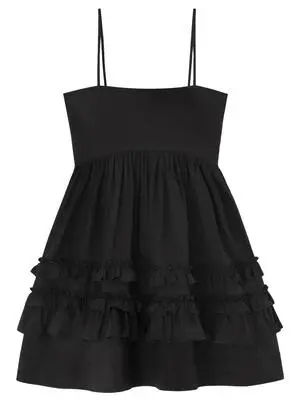 GANNI Ruffled Mini Dress - Black