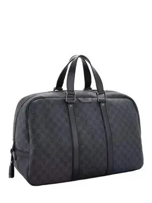Gucci Zip Weekender Gg Coated Canvas Large Tote Bag - Black