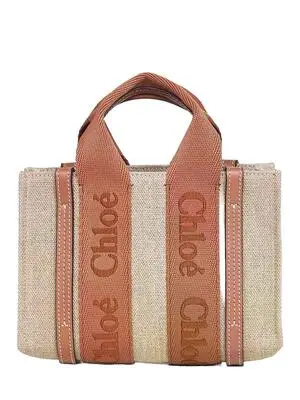 Chloé Woody Logo Embroidery Tote - Neutrals