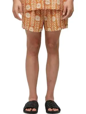 OSKLEN Floral-pattern Drawstring Shorts - Orange