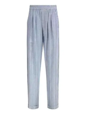 TOM FORD Striped Silk Trousers - Blue