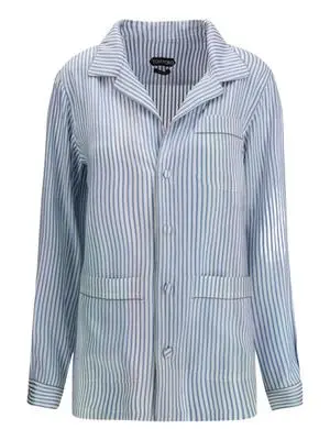 TOM FORD Striped Silk Shirt - Blue