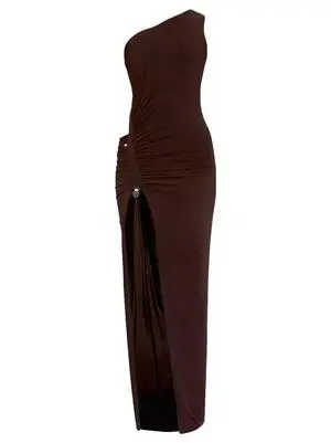 NISSA One-shoulder Cut-out Maxi Dress - Brown