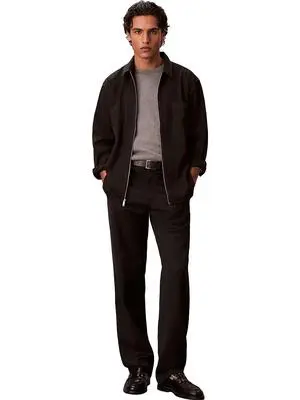 Calvin Klein Wool Blend Relaxed Shirt Jacket - Black