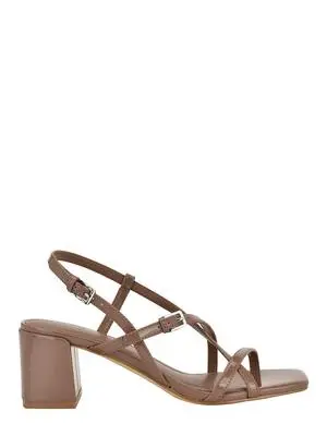 Calvin Klein Square Toe Heeled Sandals - Brown