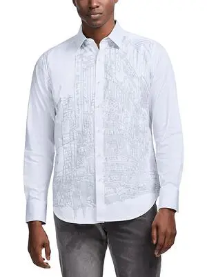 Robert Graham Urban Classics Printed Long Sleeve Button Front Shirt - White