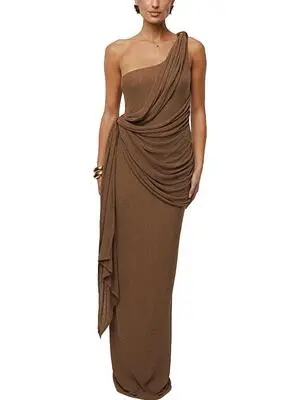 JLUXLABEL Draped Wrap Dress Brown