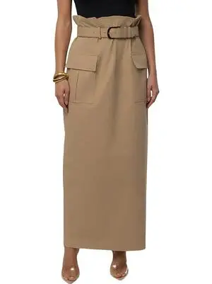 JLUXLABEL Belted Cargo Maxi Skirt - Beige