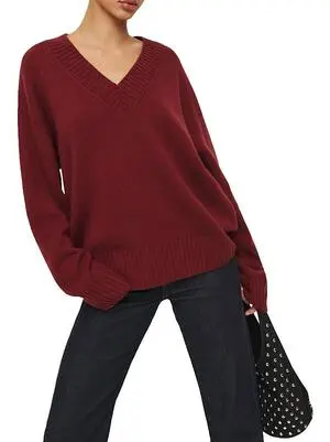 REFORMATION Jadey Cashmere Wool V-neck Sweater - Chianti