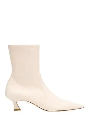 STUART WEITZMAN 50mm Vinnie Stretch Leather Booties Cream