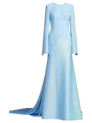 Solace London Claudine Flared-sleeve Maxi Dress - Blue