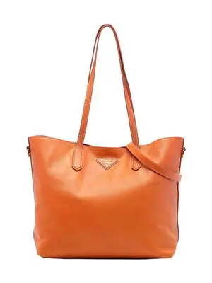 Prada Saffiano Open Convertible Tote Satchel - Orange