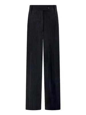 FERRAGAMO Pinstripe Pleated Trousers - Grey