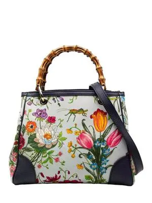 GUCCI Small Canvas Flora Bamboo Shopper