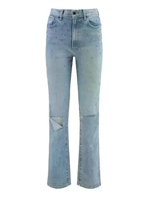LE JEAN Studded Distressed Jeans - Blue