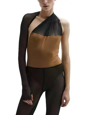 ATU BODY COUTURE One-shoulder Draped Bodysuit - Brown