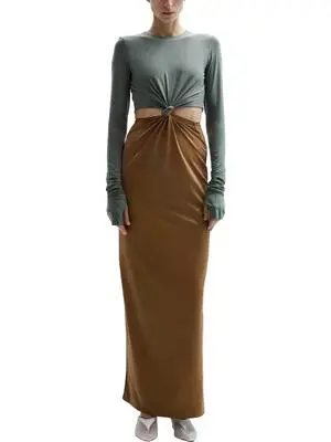 ATU BODY COUTURE Ring-knot Detail Maxi Dress - Brown