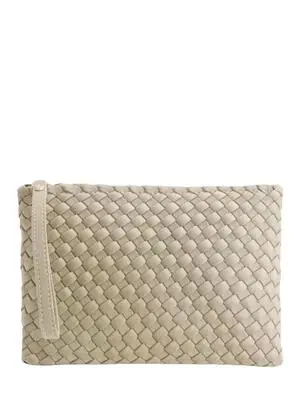 MARREA Woven Clutch With Wrist Strap - Neutrals