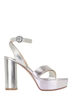 GIANVITO ROSSI Sabrina Platform Buckle Sandals - Silver