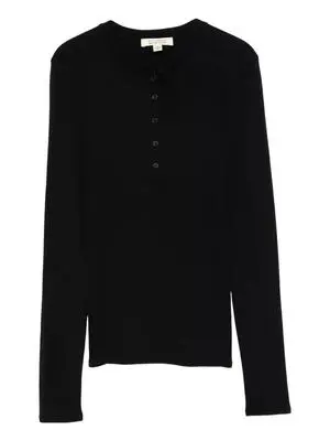 NILI LOTAN Button-fastening Polo Top - Black