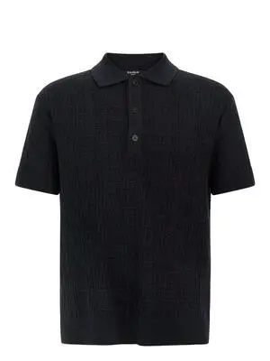 Balmain Monogram Polo Shirt - Blue