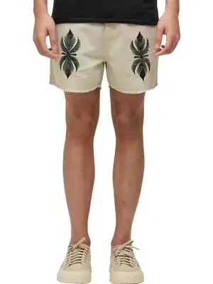 OSKLEN Leaf-embroidered Shorts - Neutrals
