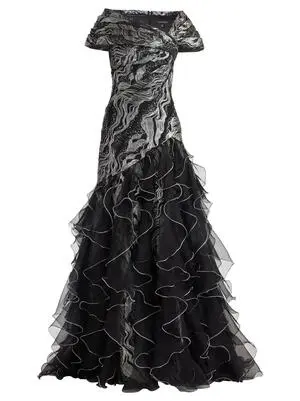 Tadashi Shoji Metallic-effect Maxi Dress - Black