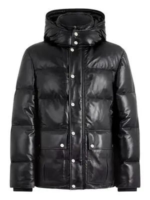 Bally Hooded Leather Puffer Jacket - Black