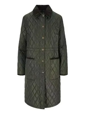 Burberry Quilted Corduroy-collar Coat - Green