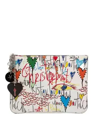 CHRISTIAN LOUBOUTIN 2017 Printed Leather Loubitag Clutch - Multicolour