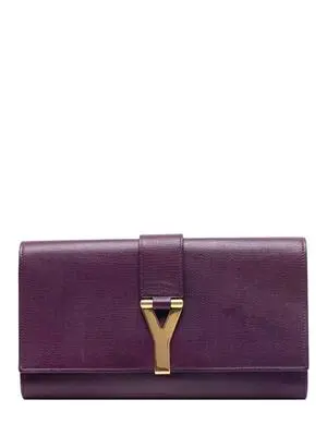 Saint Laurent 2000-2012 Textured Leather Chyc Ligne Clutch - Purple