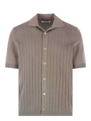 Brunello Cucinelli Ribbed Buttoned Shirt - Brown
