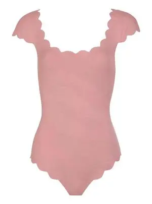 Marysia Scalloped Short-sleeve Swimsuit - Pink