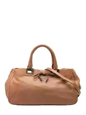 Prada Vitello Ribbon Satchel - Brown