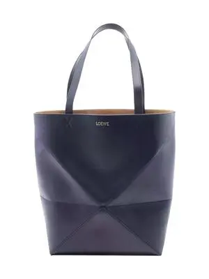 Loewe Large Shiny Calfskin Puzzle Fold Tote Bag - Blue