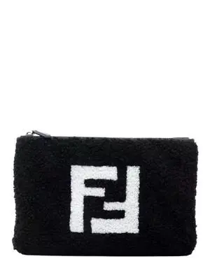 Fendi Shearling Ff Flat Pouch - Black